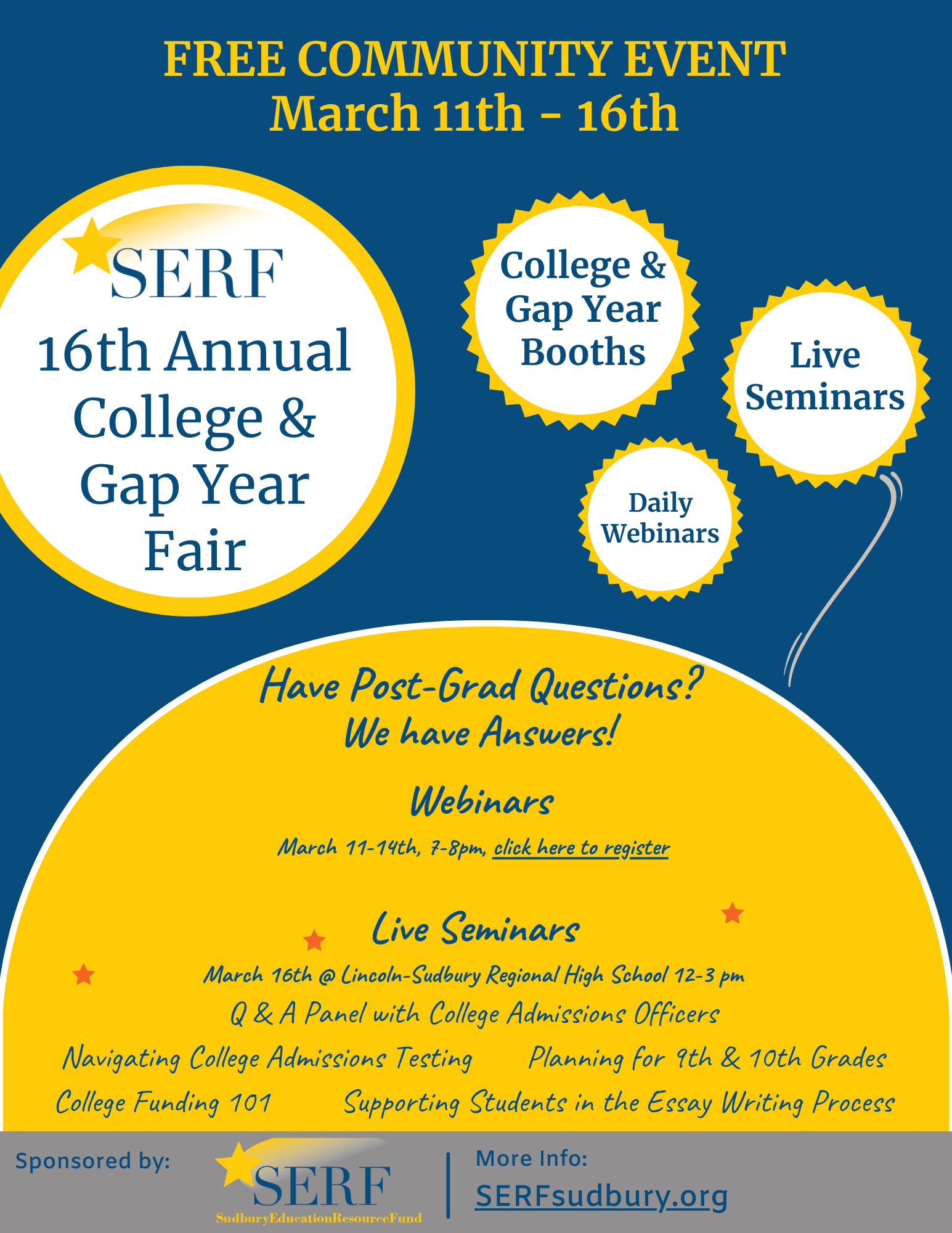 SERF’s 16th Annual Spring College & Gap Year Fair – Sudbury Weekly